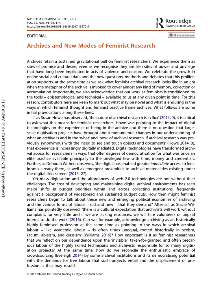 Archives New Modes Feminist Research | PDF | Feminism | Gender Studies