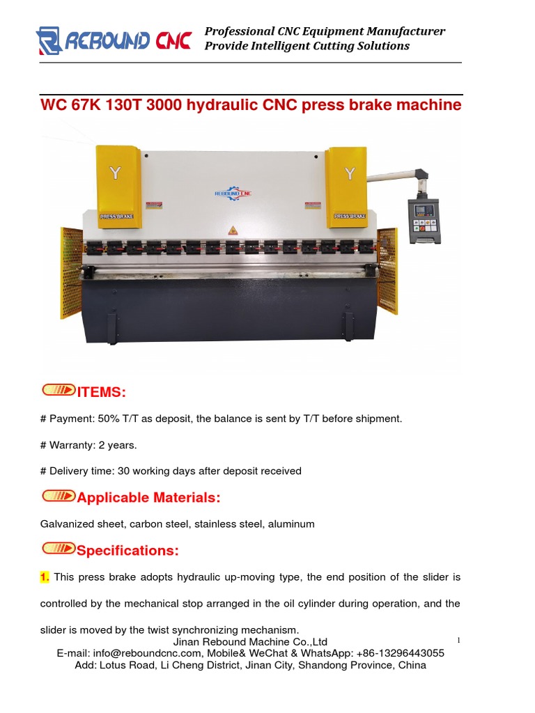 130T 3000 Hydraulic Press Brake Machine | PDF