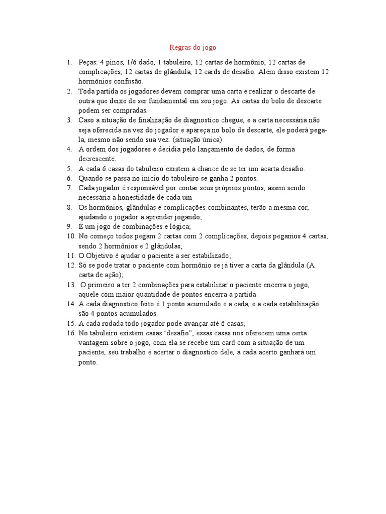 Regras Do Jogo | PDF
