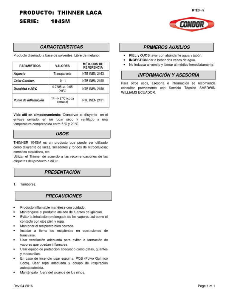 Tds 104sm Thinner Laca | PDF
