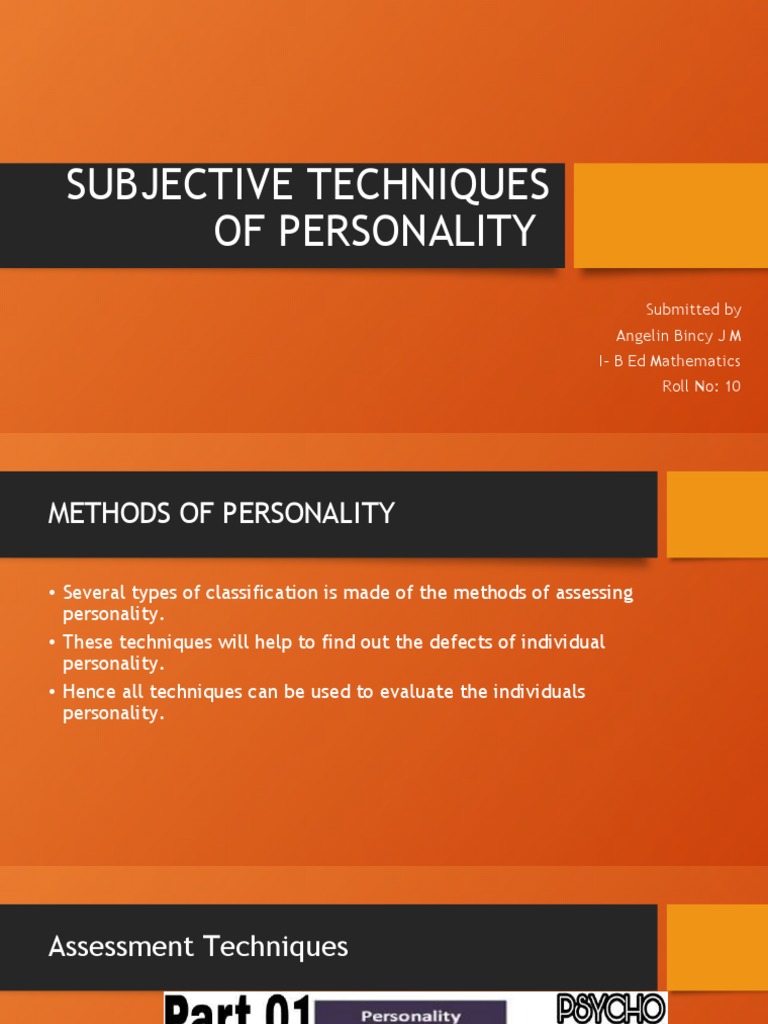 Subjective techniques of personality | PDF | Attitude (Psychology ...