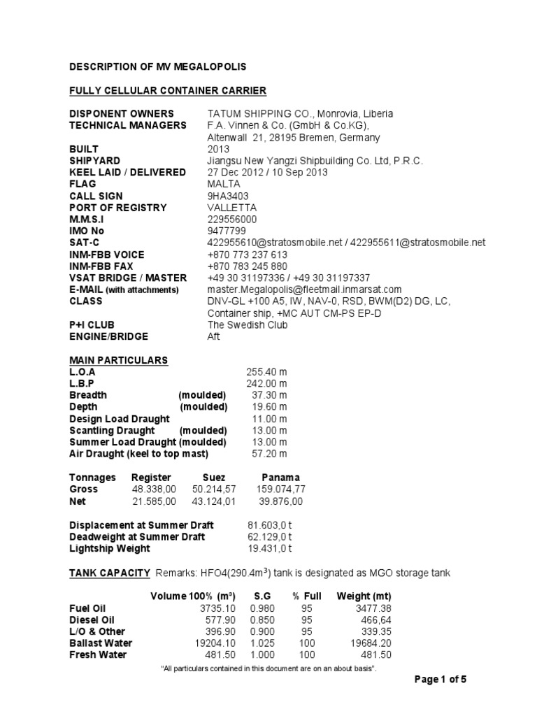 Información General - Buque Ejemplo | PDF