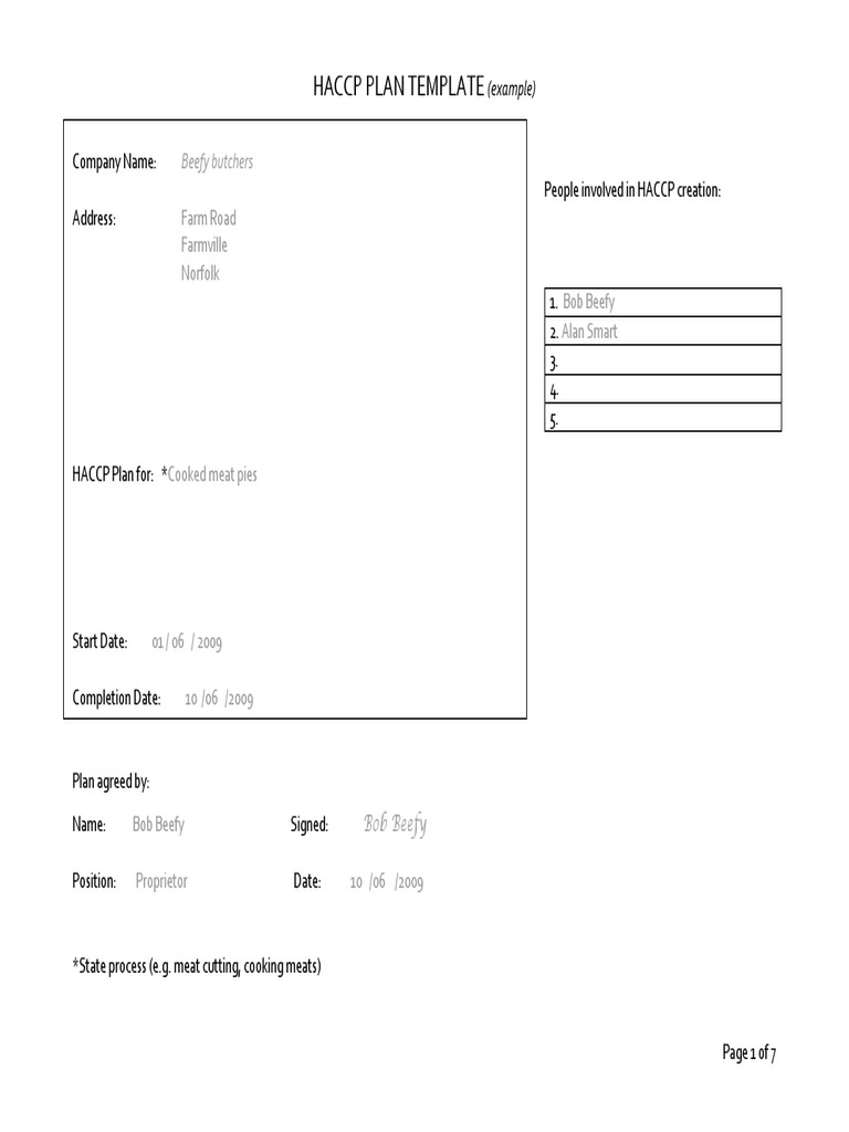 cf2 - HACCP Plan Template (Cooked Meat Pie) | PDF