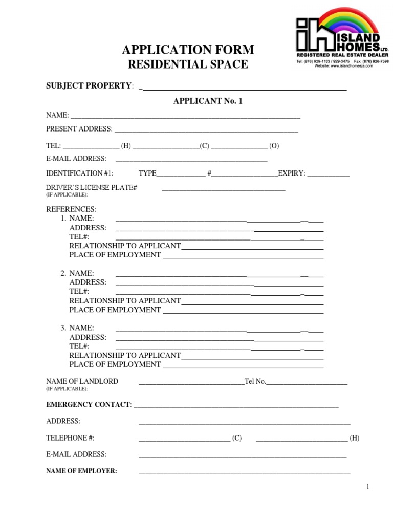 Residential Space Application Form | PDF