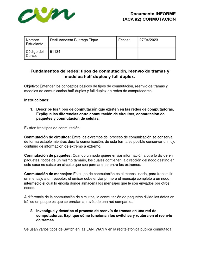 Aca 2 Enrutamiento y Conmutación en Redes | PDF
