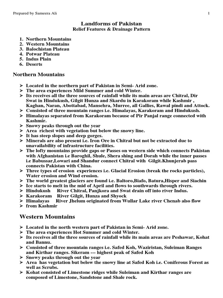 Landforms of Pakistan | PDF