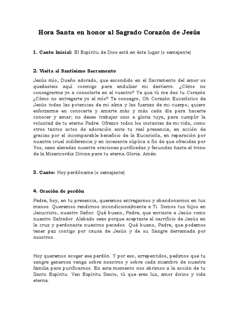 Hora Santa en Honor Al Sagrado Corazón de Jesús | PDF