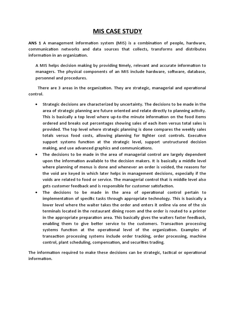 Mis Case Study | PDF