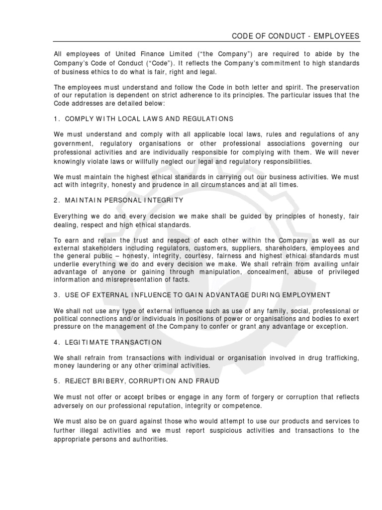 Code of Conduct - Employees | PDF