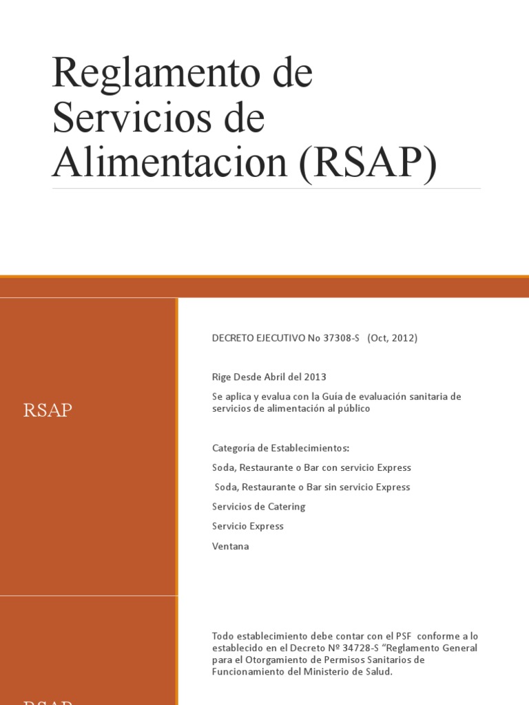 Reglamento de Servicios de Alimentacion (RSAP) | PDF