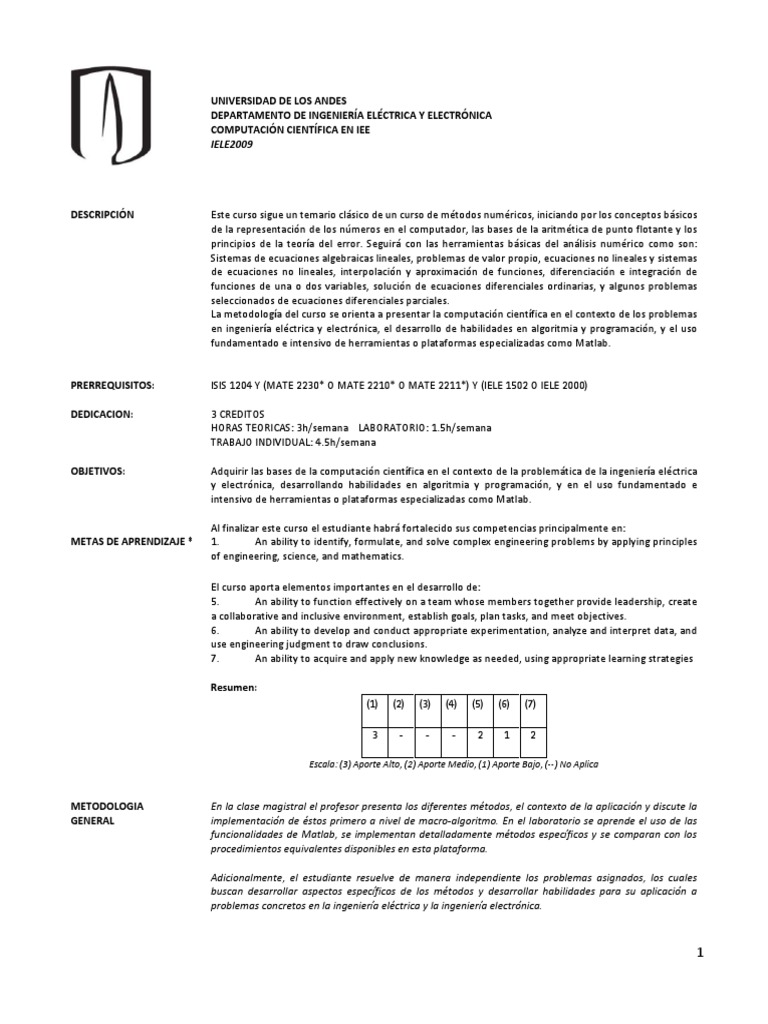 Programa Curso Computacion Cientifica-2023-20 | PDF Programa Curso Computacion Cientifica-2023-20 | PDF