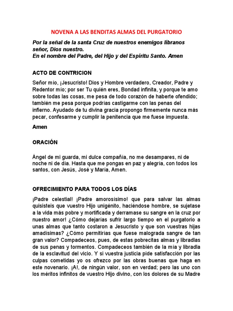 Novena Almas Del Purgatorio | PDF