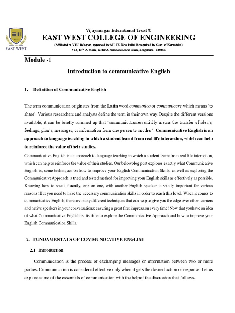 Communicative English Updated | PDF