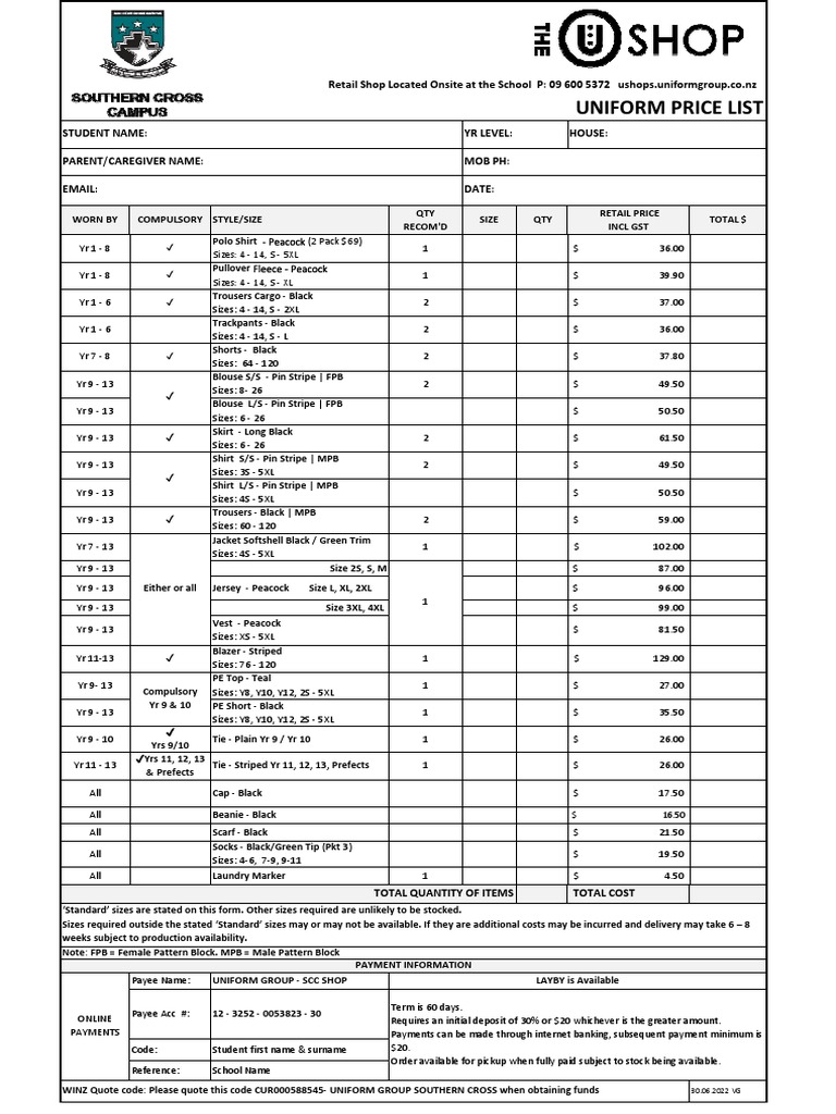 2022 08 30 2022-scc Price List | PDF | Payments | Uniforms 2022 08 30 2022-scc Price List | PDF | Payments | Uniforms