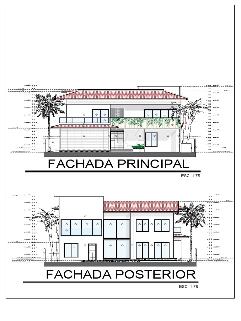 23 Fachadas Frontal y Posterior | PDF