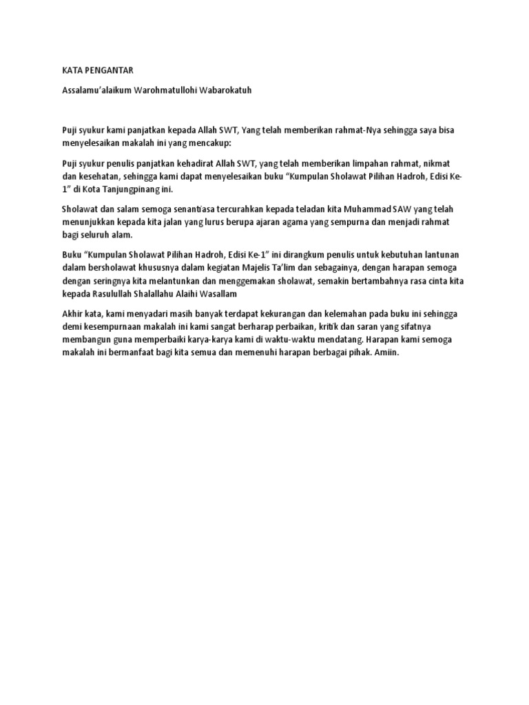 KATA PENGANTAR Buku Sholawat Bu Isma | PDF