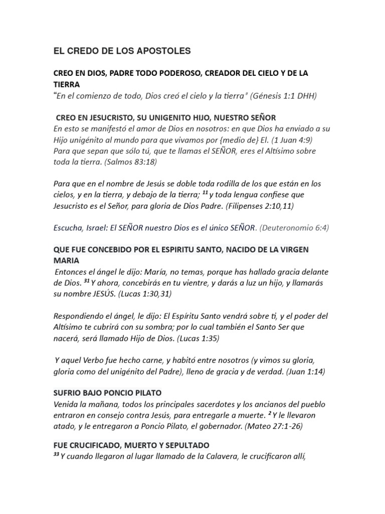 El Credo de Los Apóstoles | PDF | Religión y espiritualidad