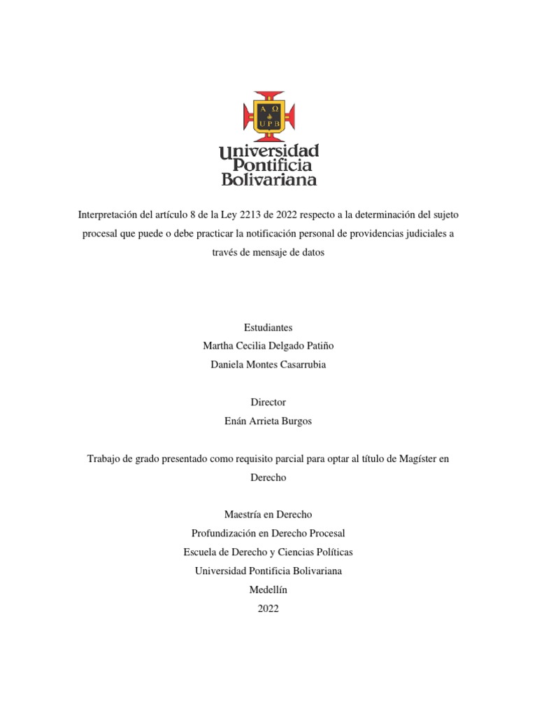 Interpretación Del Artículo 8 de La Ley 2213 de 2022 | PDF