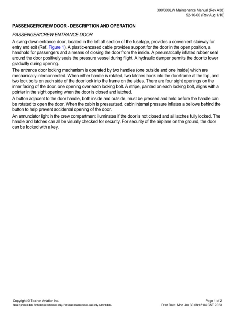 52 10-00-001 Passenger Crew Door | PDF