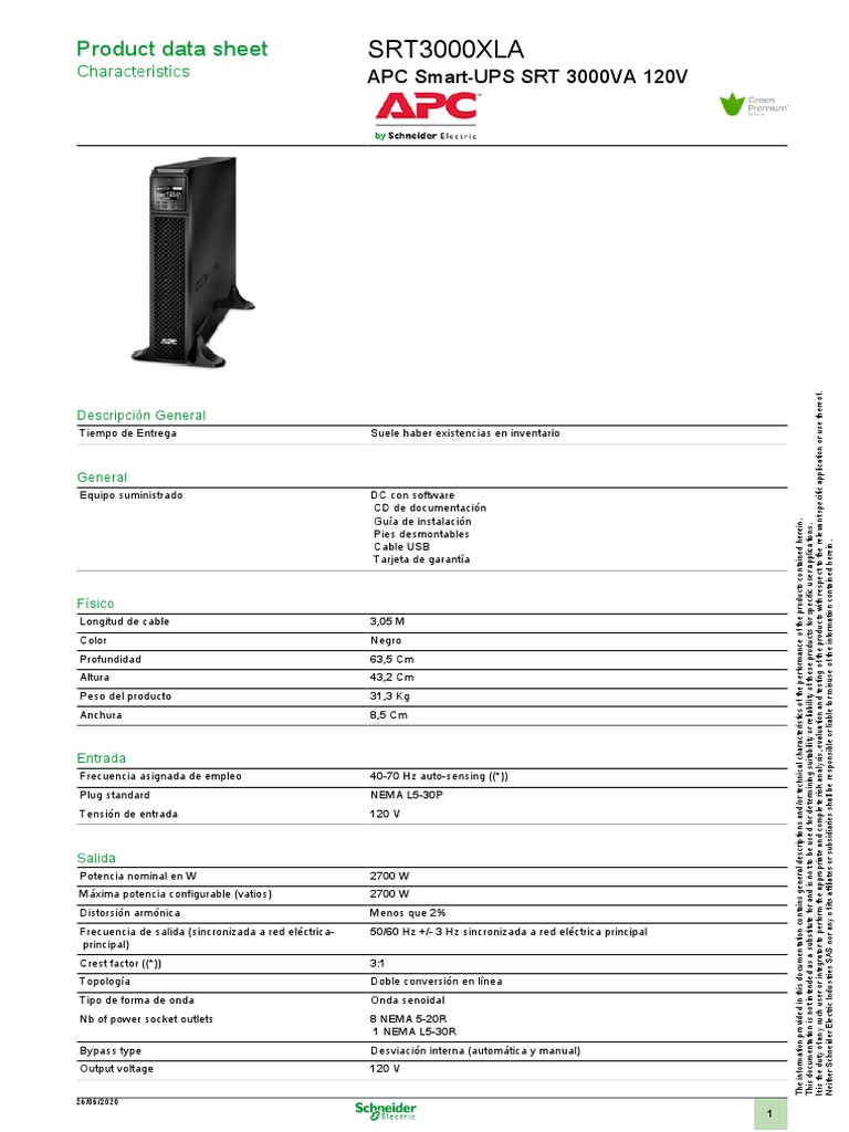 2. SRT3000XLA_DATASHEET_CO_es-CO | PDF