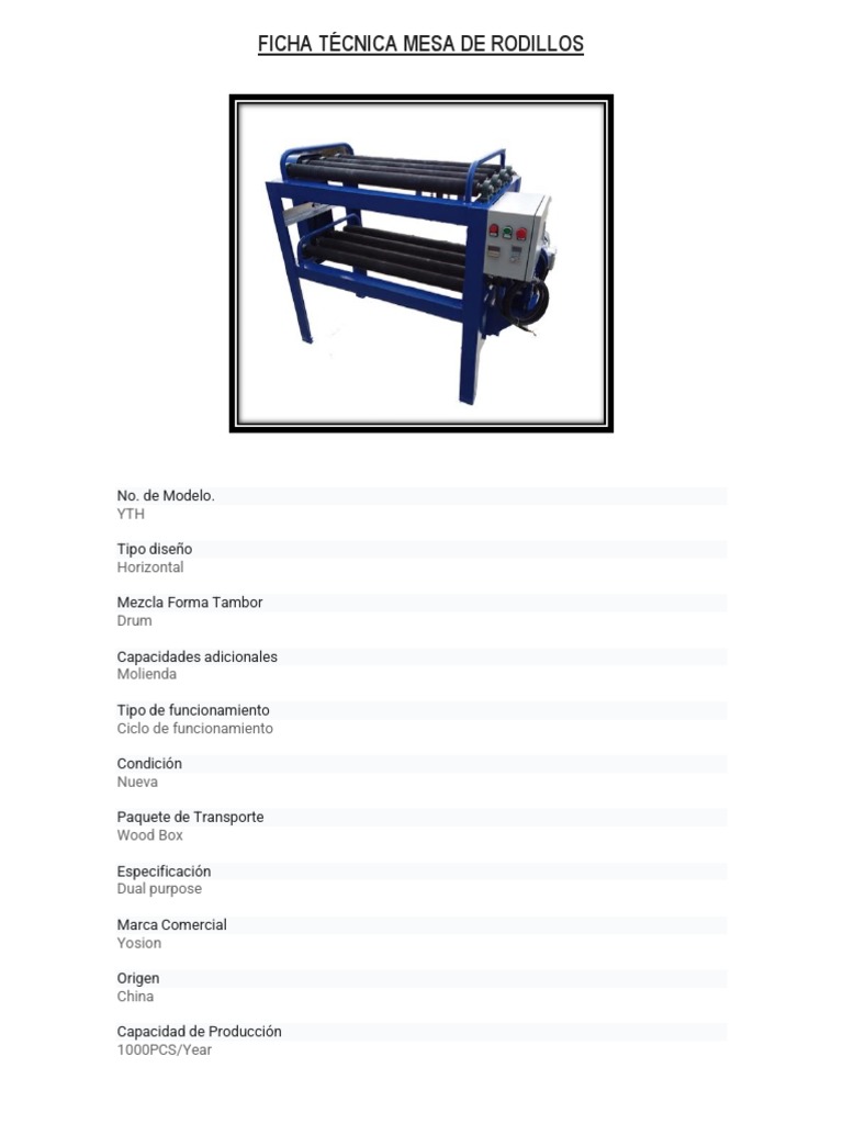 DE-042-Ficha Tecnica Mesa de Rodillos | PDF