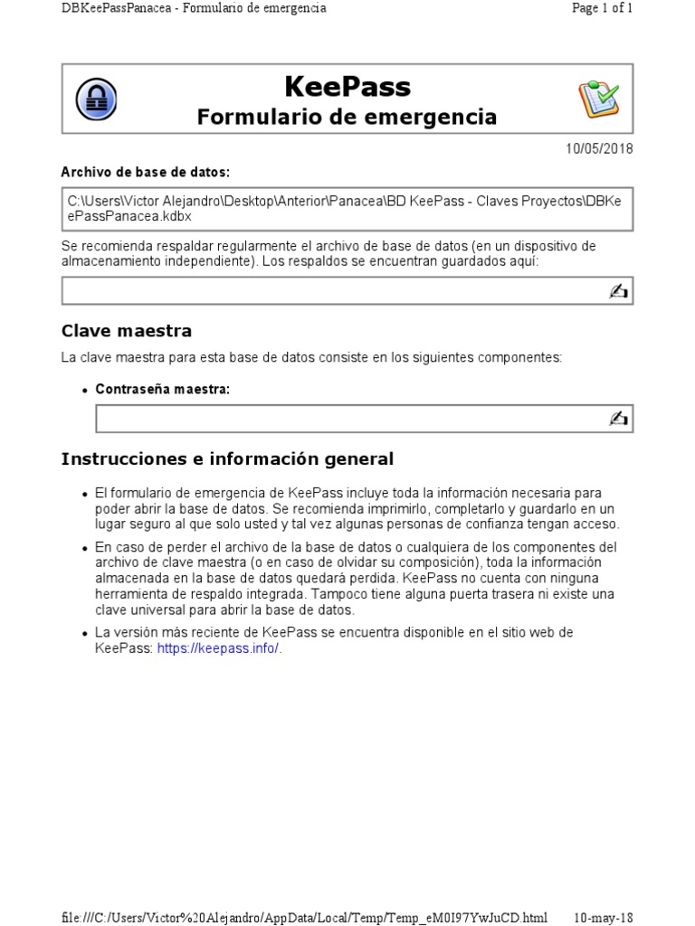 Formulario Validador KeePass | PDF | Negocios | Informática