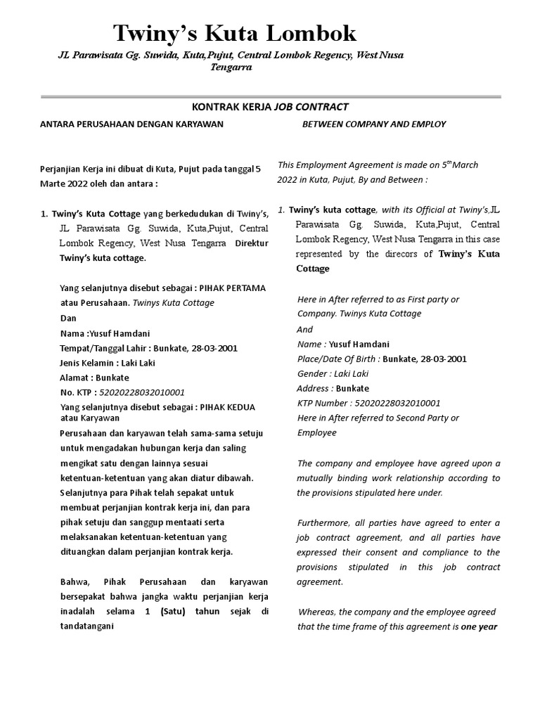 Dani Cleaner Contract | PDF Dani Cleaner Contract | PDF