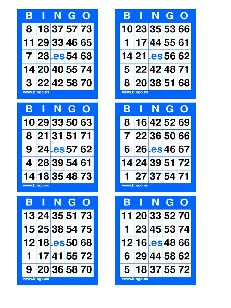 Cartones Bingo 75 Bolas | PDF