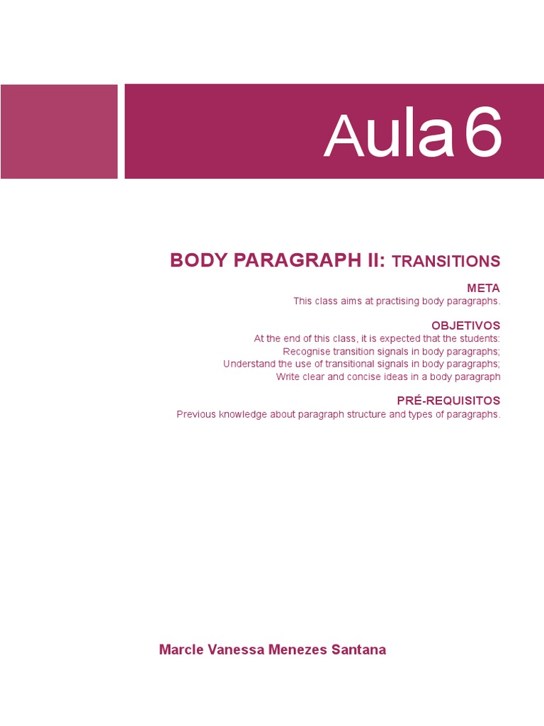 Expressao Escrita em Lingua Inglesa II Aula06 | PDF