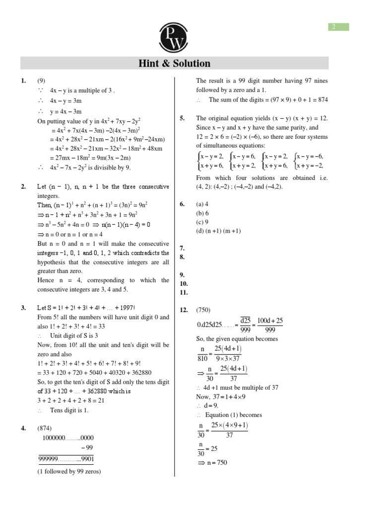 DPP 1 Solutions | PDF | Numbers | Mathematics