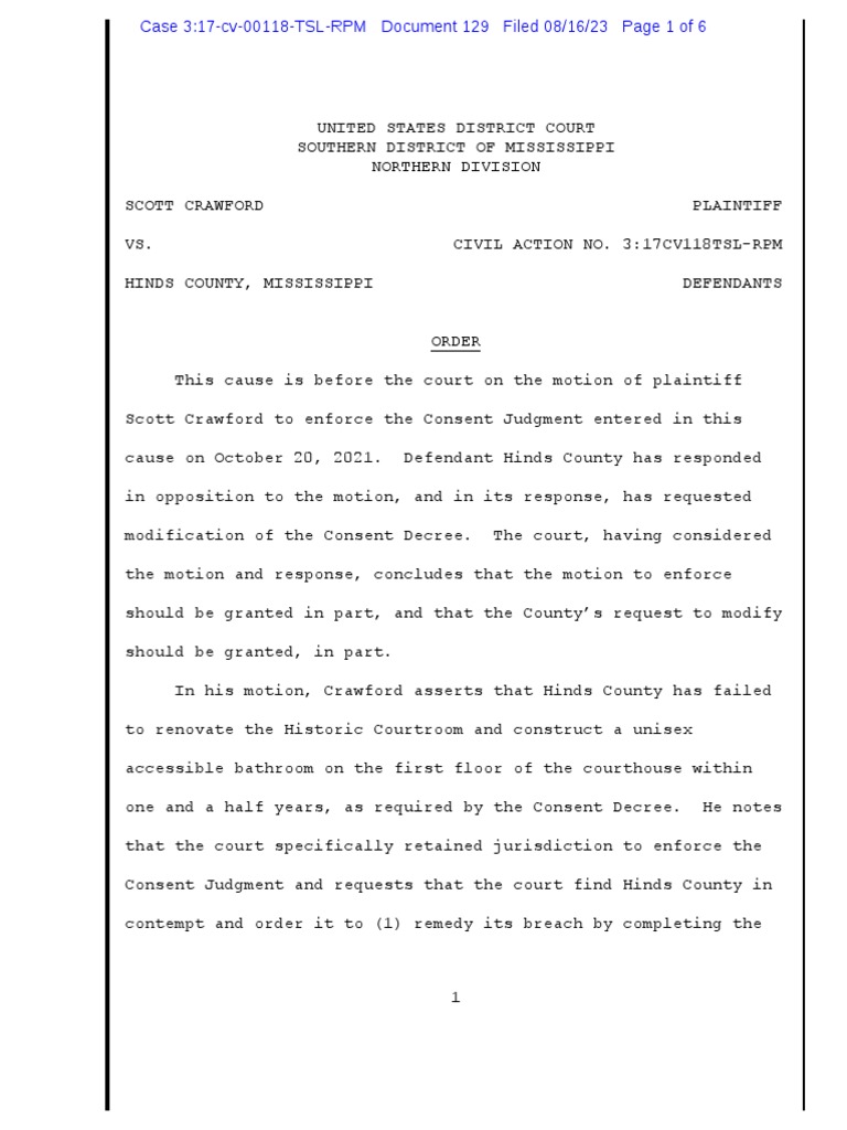 Order granting motion to enforce | PDF | Consent Decree | Damages