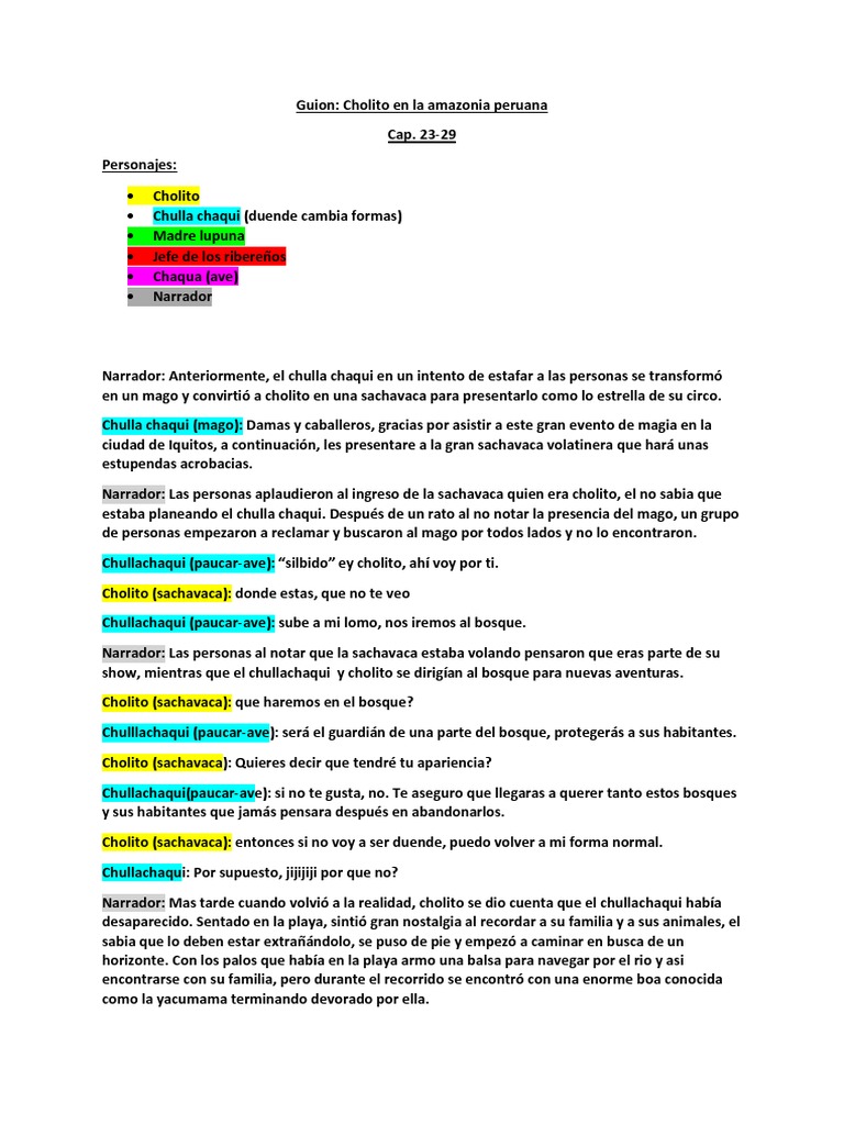 Guion Cholito en La Amazonia | PDF