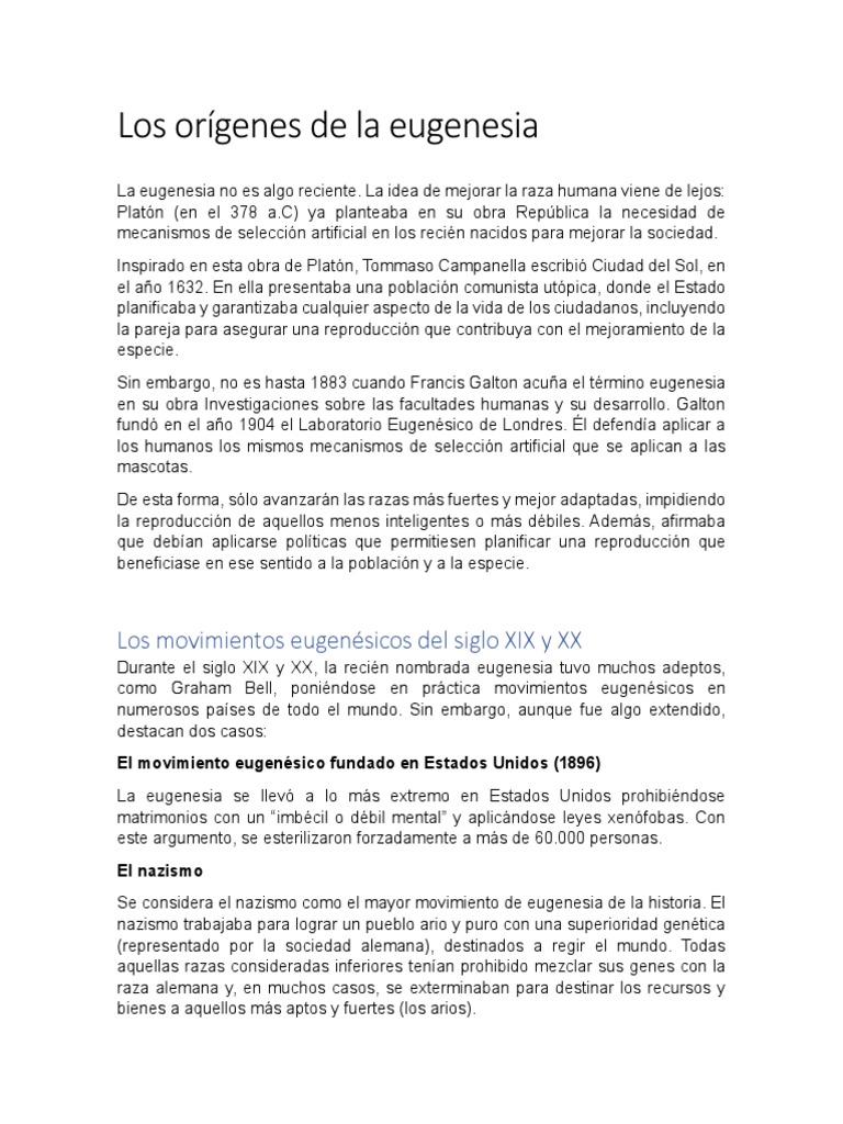 Los Orígenes de La Eugenesia | PDF | Eugenesia