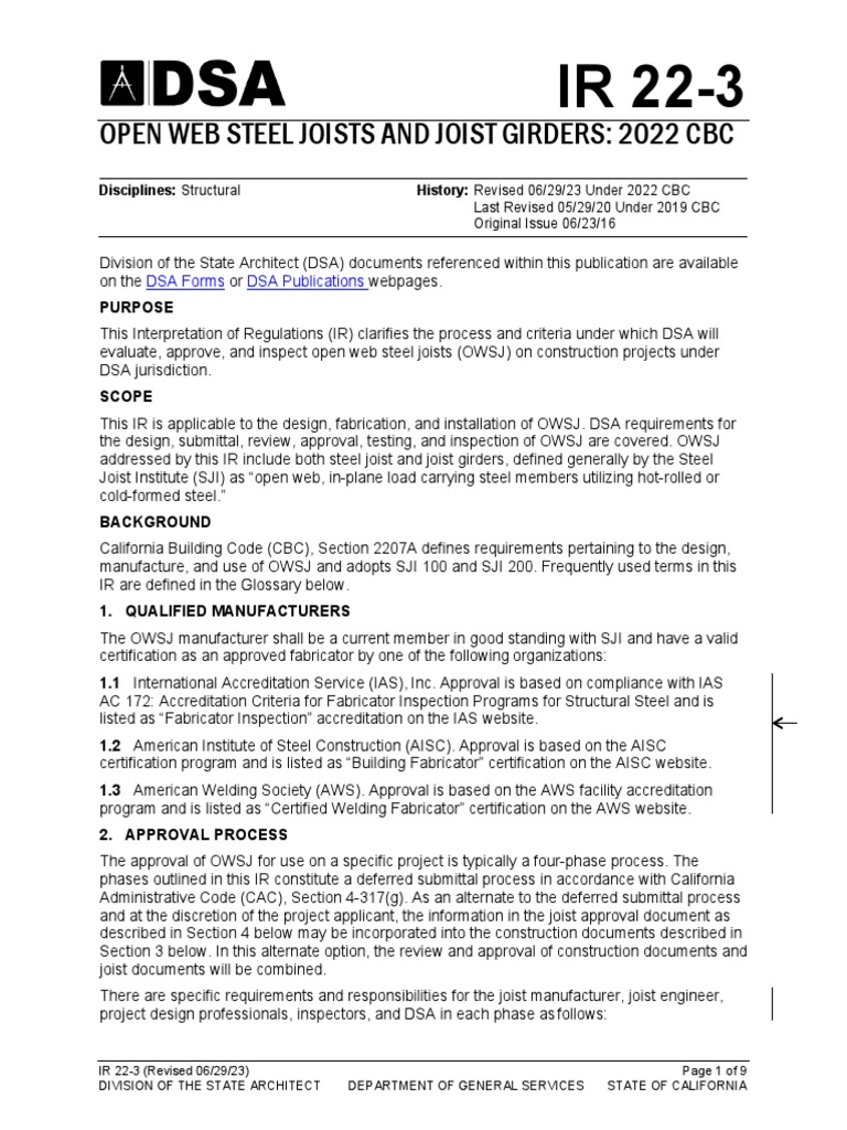 OWSJ Approval Process Under 2022 CBC | PDF