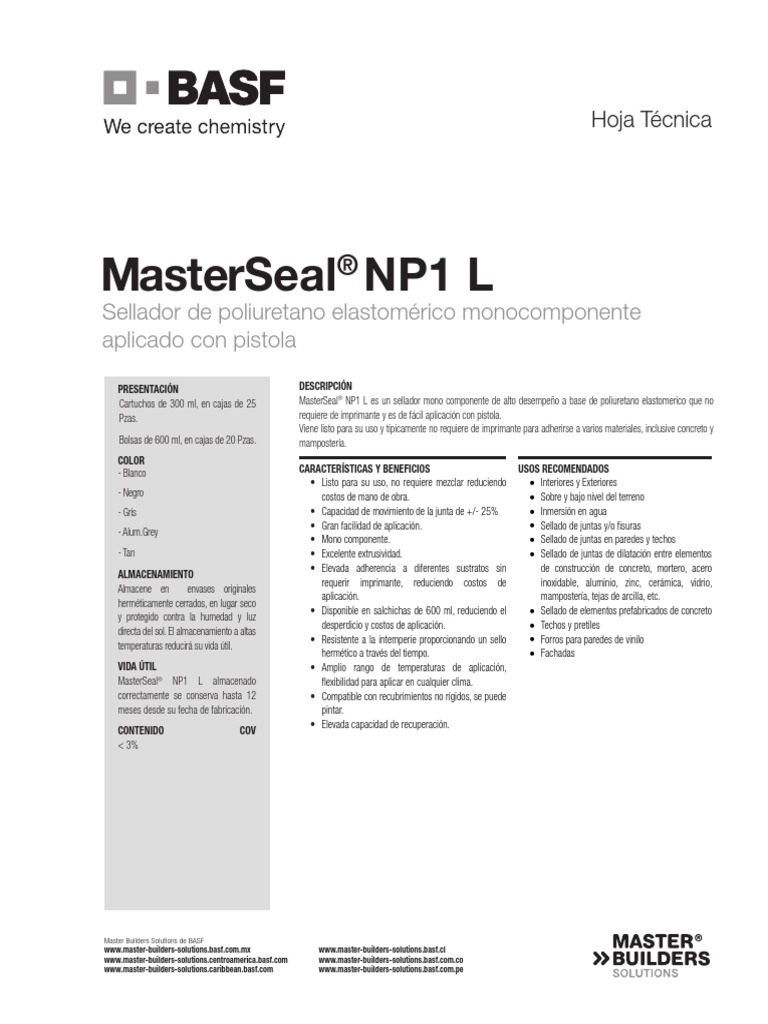 BASF MasterSeal NP 1 Ficha Técnica | PDF