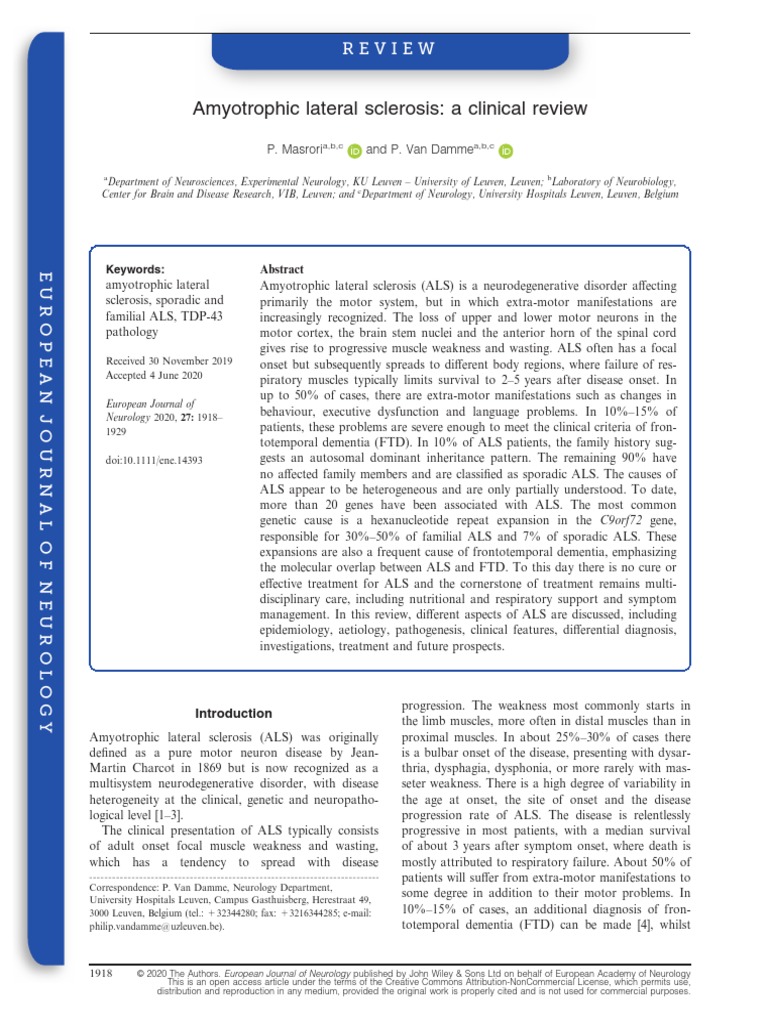 Amyotrophic Lateral Sclerosis A Clinical Review | PDF
