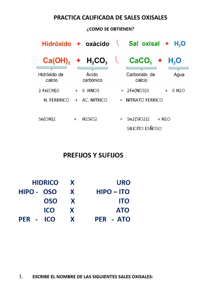 Practica de Sales Oxisales | PDF