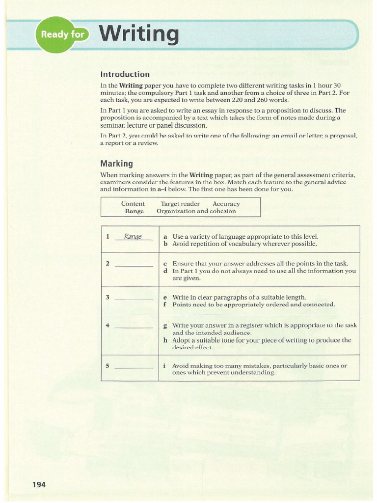 Writing - Cae - Ready For Advanced (Book) | PDF