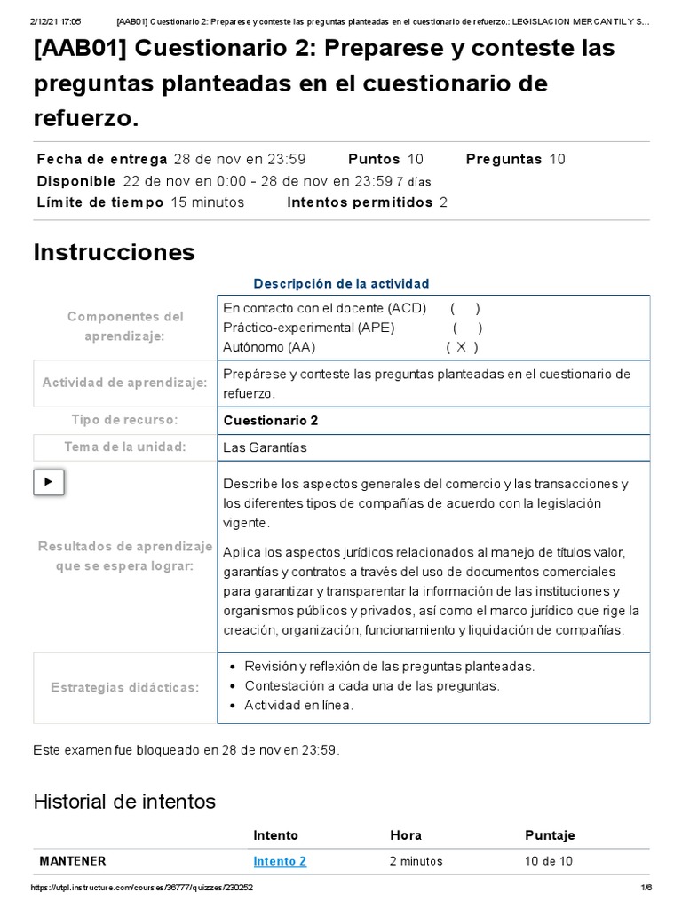 (AAB01) Cuestionario 2 - Preparese y Conteste Las Preguntas Planteadas ...