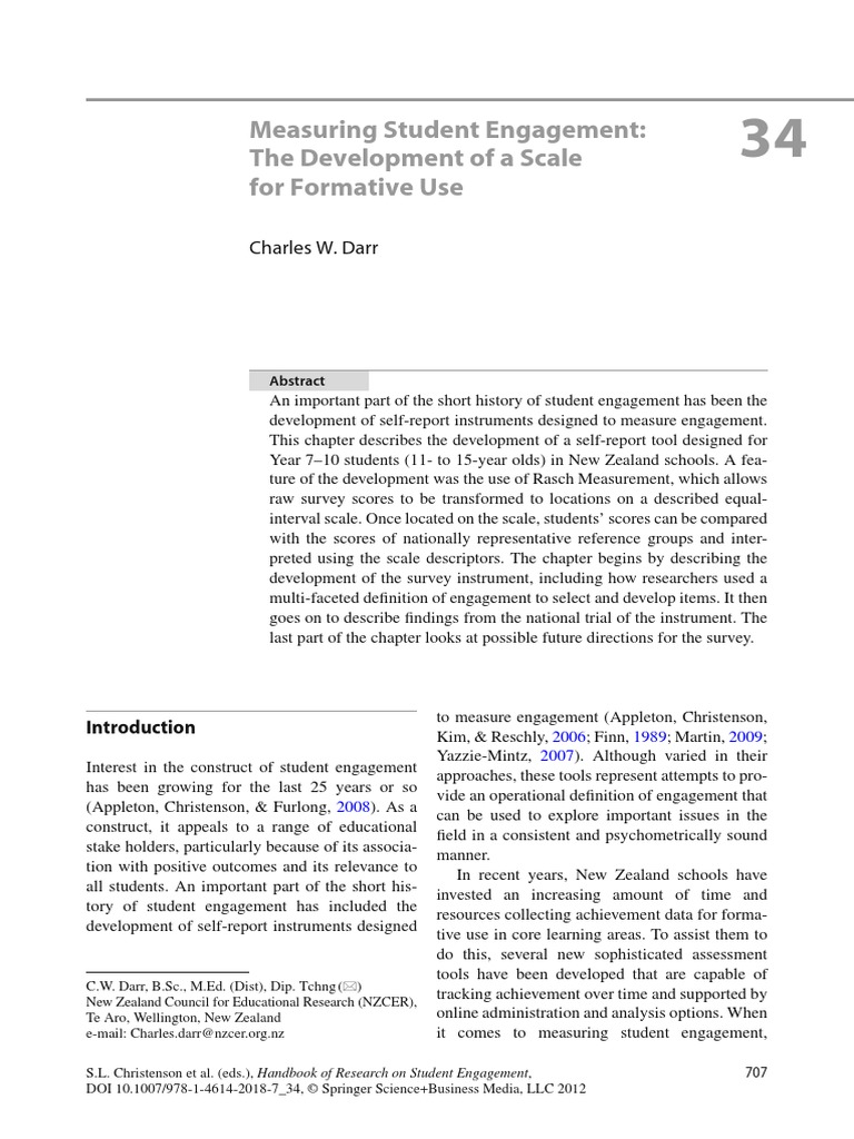 Measuring Student Engagement: The Development of A Scale For Formative ...