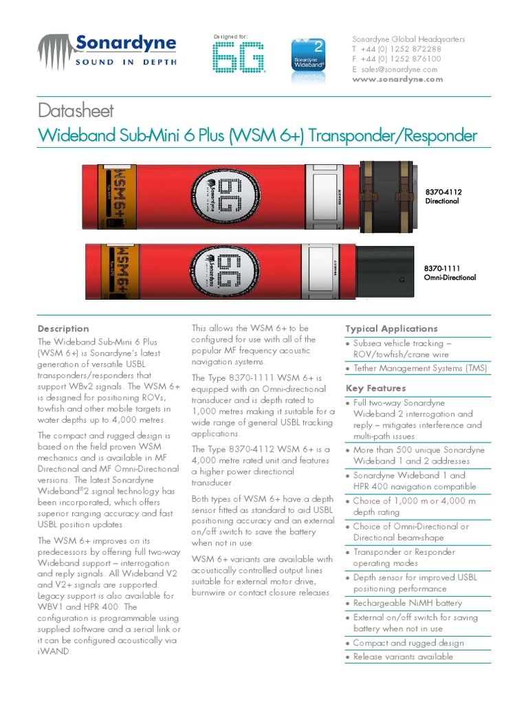Sonardyne 8370 WSM6 | PDF