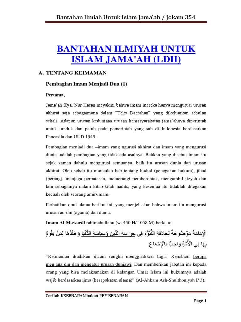 Hujah Dan Argumentasi Ilmiyah Sebagai Ba | PDF