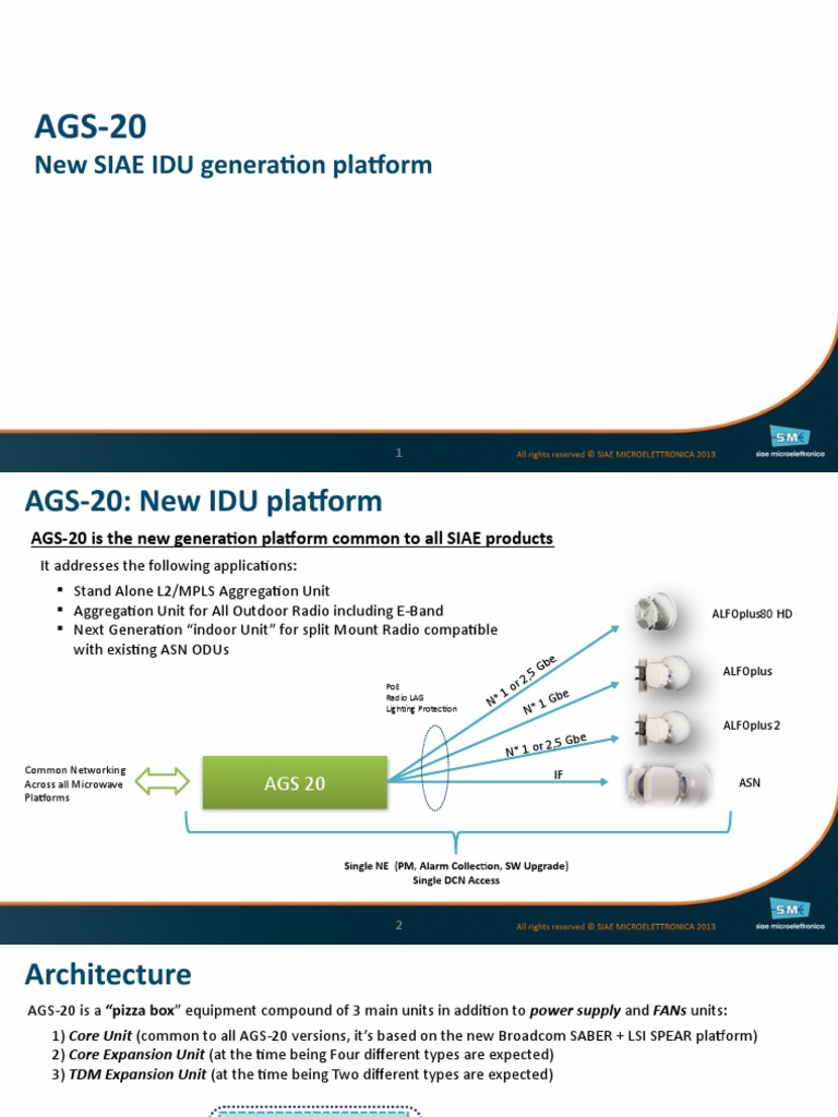 AGS-20 New SIAE IDU | PDF | Computer Network | Networking