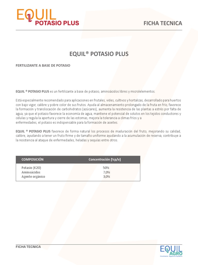 Fertilizante Potasio Plus para Cultivos | PDF | Agua | Potasio