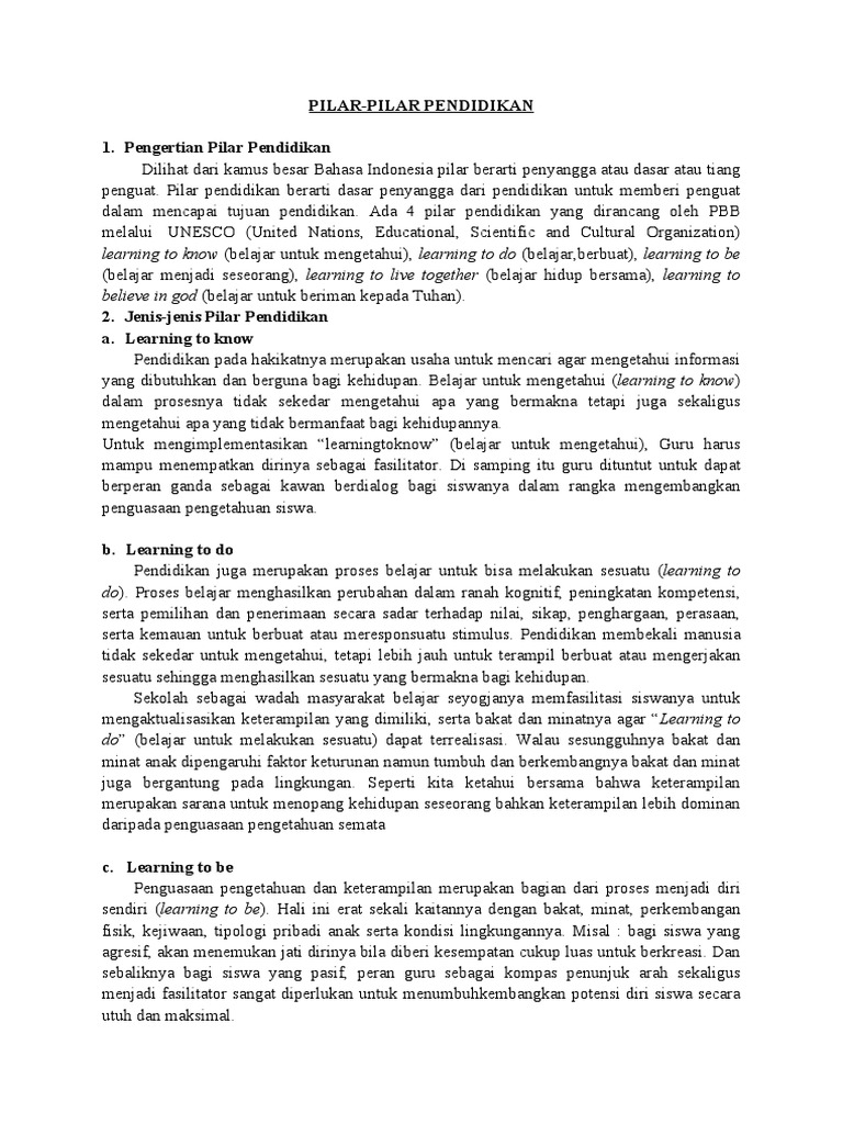 3.pilar-Pilar Pendidikan | PDF