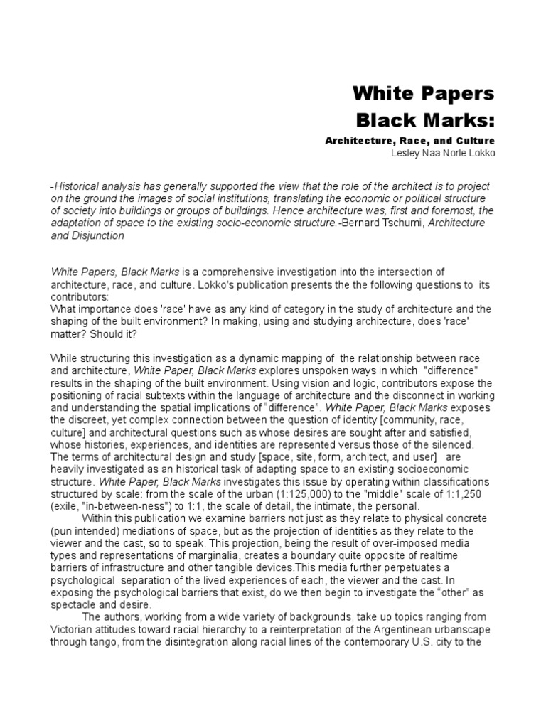 White Papers, Black Marks | PDF | Race (Human Categorization) | Race ...
