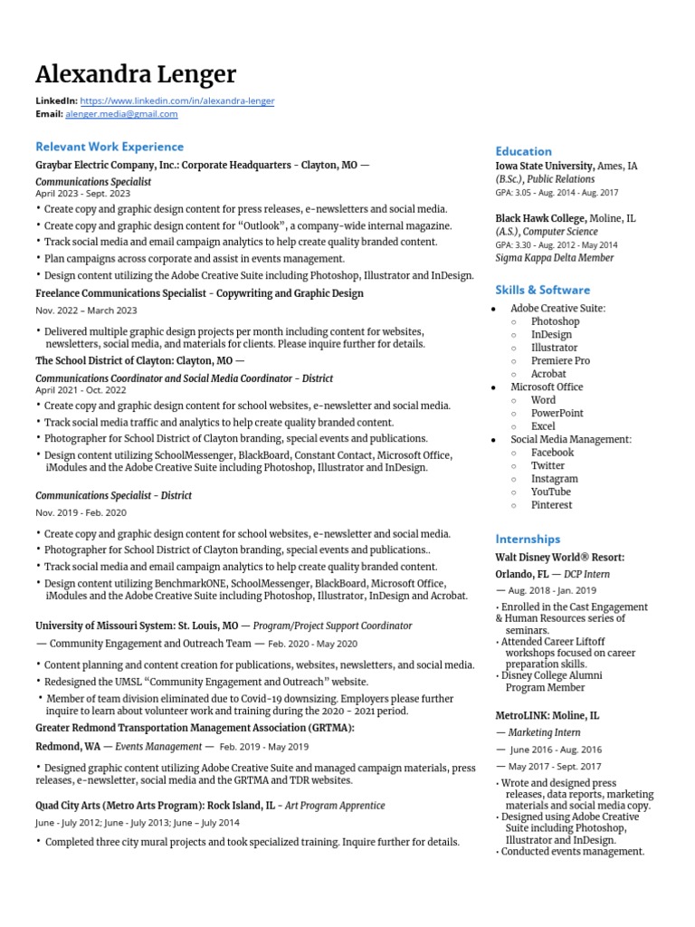 Alexandra Lenger - Resume | PDF