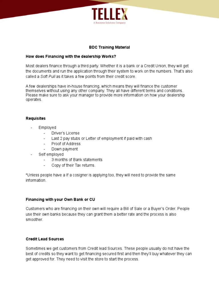 BDC Training Material | PDF | Sales | Credit