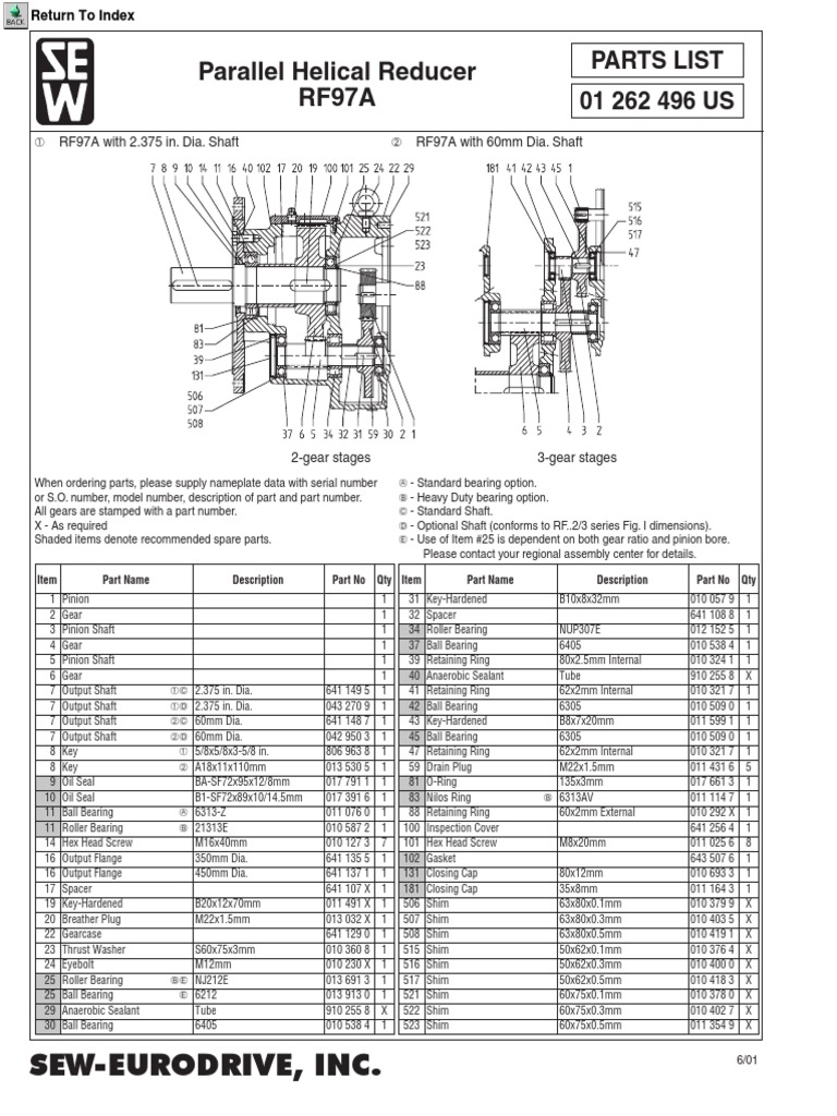 Parallel Helical Reducer RF97A: Sew-Eurodrive, Inc | PDF
