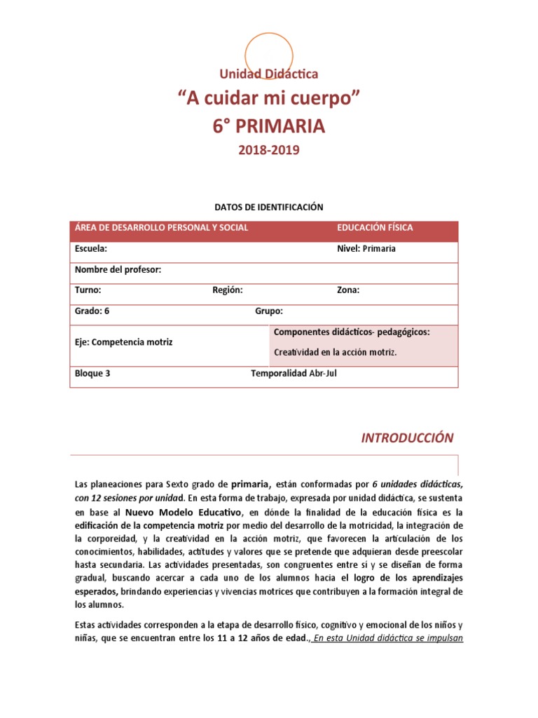 Unidad Didáctica 6to Grado | PDF